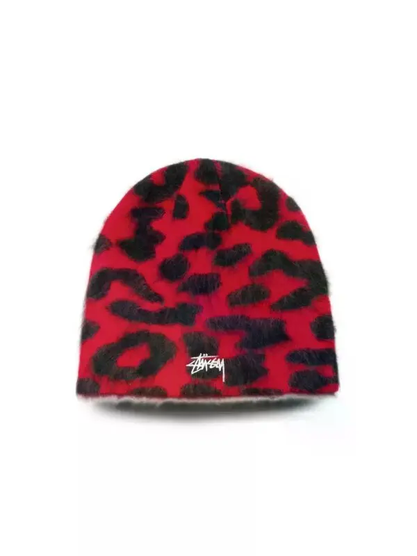 StÜssy Leopard-print Cashmere Beanie Hat