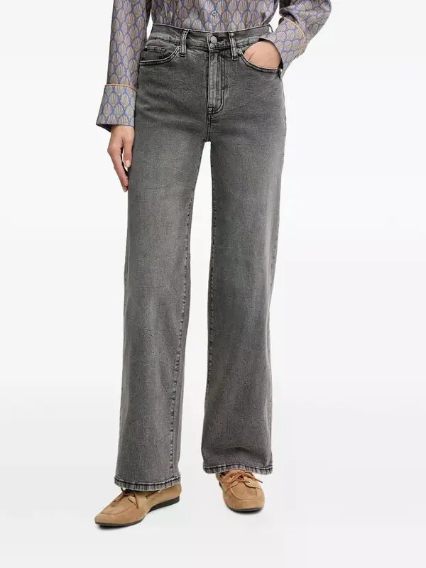 Dkny Acid-wash Wide-leg Jeans - Grey