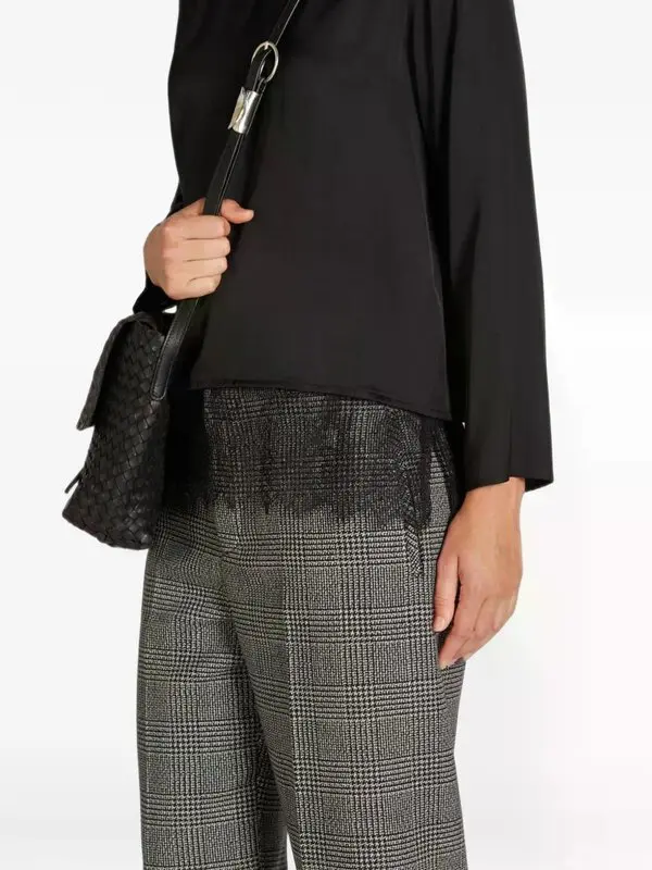 SLOWEAR Lace-trim Satin Blouse