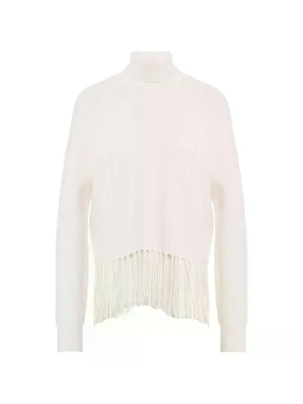 KAOS Fringe-trim Roll-neck Sweater - White