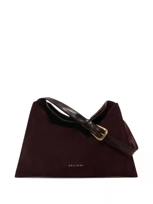 Orciani Midi Trinity Suede Logo-plaque Shoulder Bag