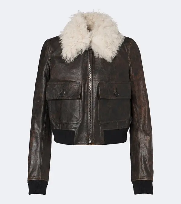 Fendi Shearling-trimmed Leather Jacket