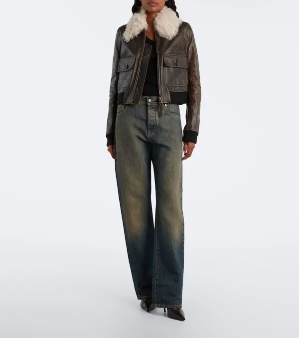 Fendi Shearling-trimmed Leather Jacket