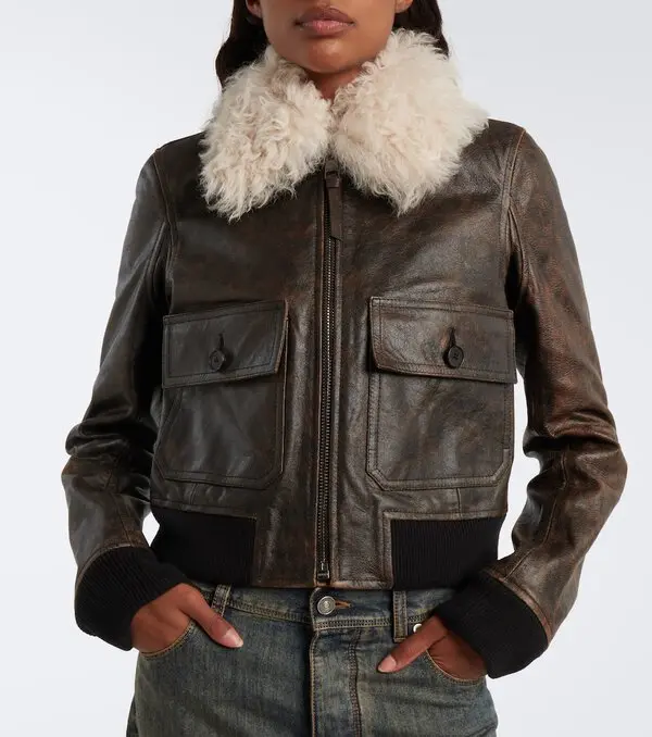 Fendi Shearling-trimmed Leather Jacket