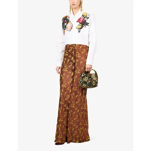 Dries Van Noten Serylo Printed Woven Maxi Skirt