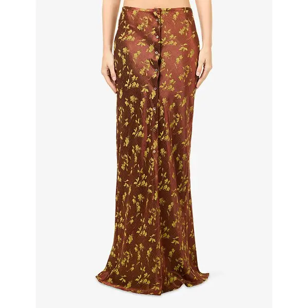 Dries Van Noten Serylo Printed Woven Maxi Skirt