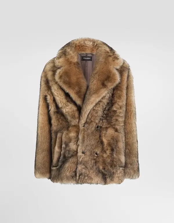 Dolce & Gabbana Double-breasted Shearling Coat Coats And Jackets Multi-colored