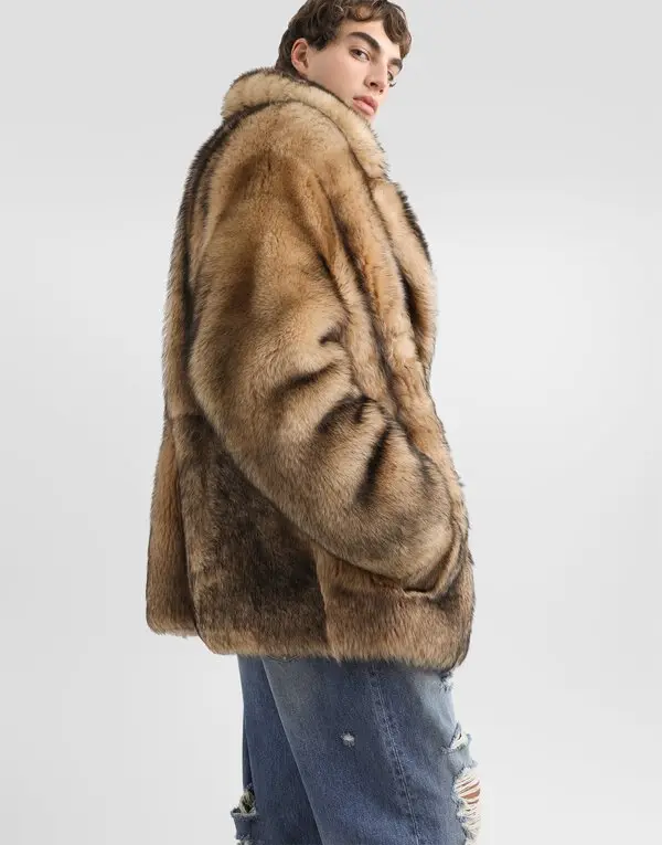 Dolce & Gabbana Double-breasted Shearling Coat Coats And Jackets Multi-colored