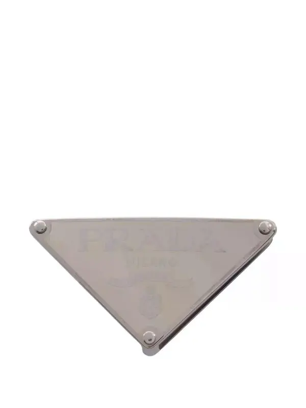 Prada 2010s Triangle Logo Belt Buckle - Silver