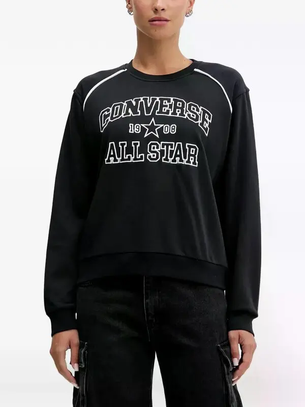 CONVERSE Logo-embroidered Piping-detail Sweatshirt - Black
