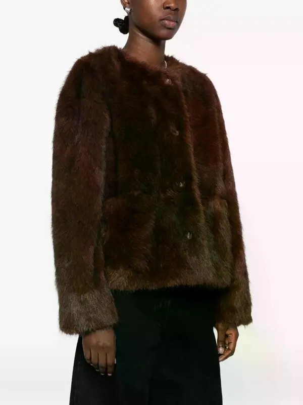STAND STUDIO Siena Faux-fur Button-up Jacket
