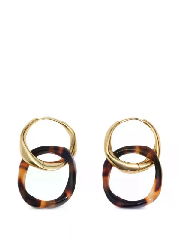 Bimba Y Lola Tortoiseshell-effect Irregular Double-hoop Earrings - Gold