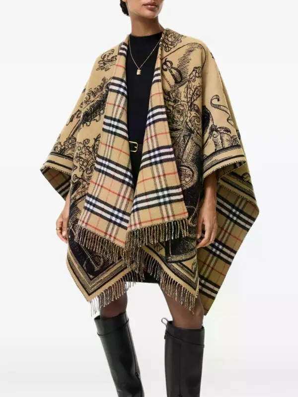 Burberry Reversible Etched Knight Wool Cape