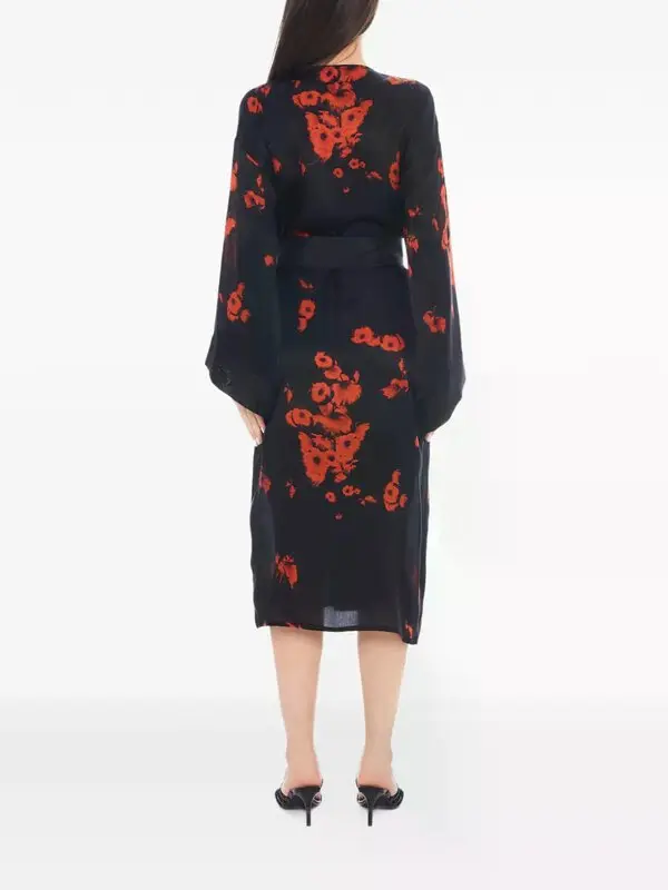 TESSITURA Poppy-print Silk Kimono