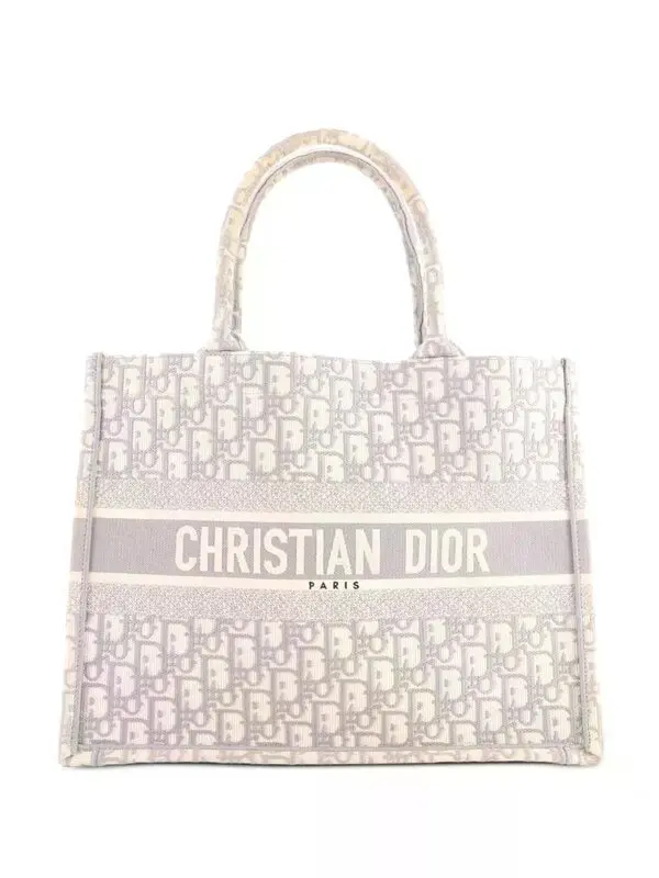 Dior Book Oblique Canvas Medium Tote Bag - Grey