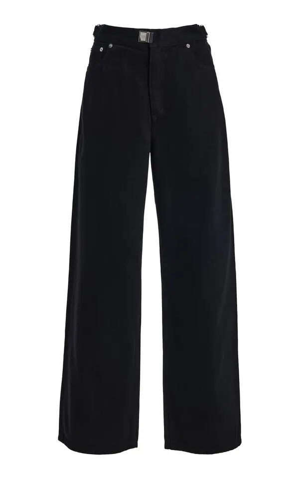 Still Here Buckle Rigid Mid-rise Wide-leg Jeans - Black