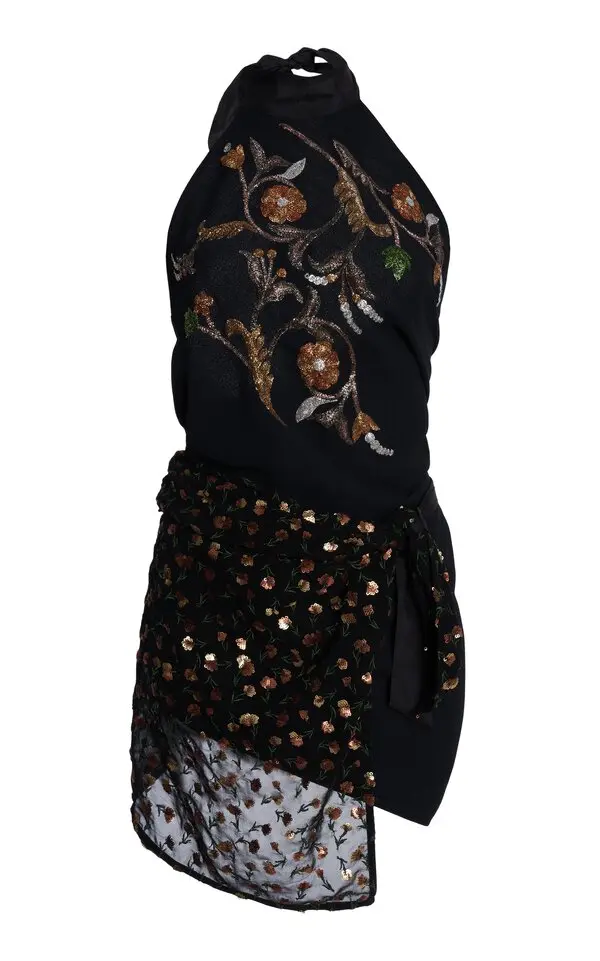 Dries Van Noten Carfys Embellished Wrapped Top - Black