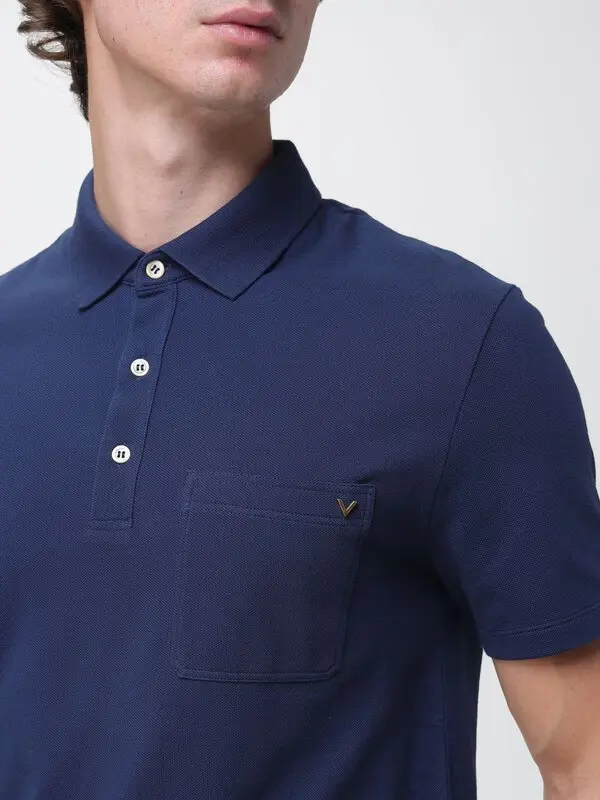 Valentino Garavani Metal Logo Appliqué Cotton Piqué Polo Shirt