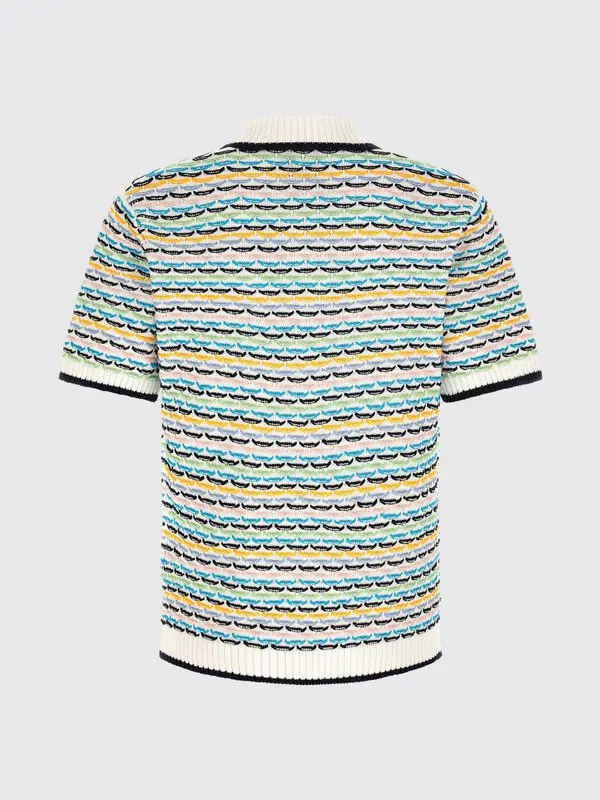 Casablanca Striped Cotton Knit Polo Shirt