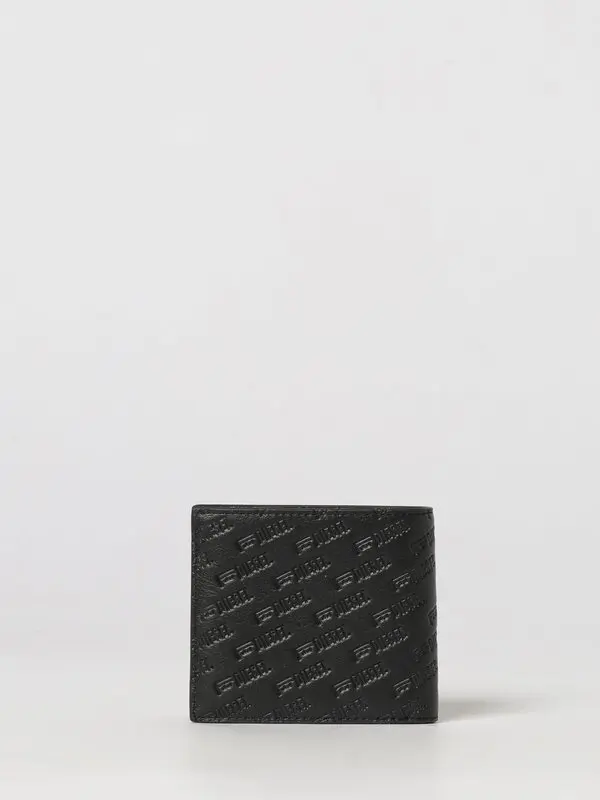 DIESEL® Embossed Leather Bifold Wallet With Logo And Coin Pocket