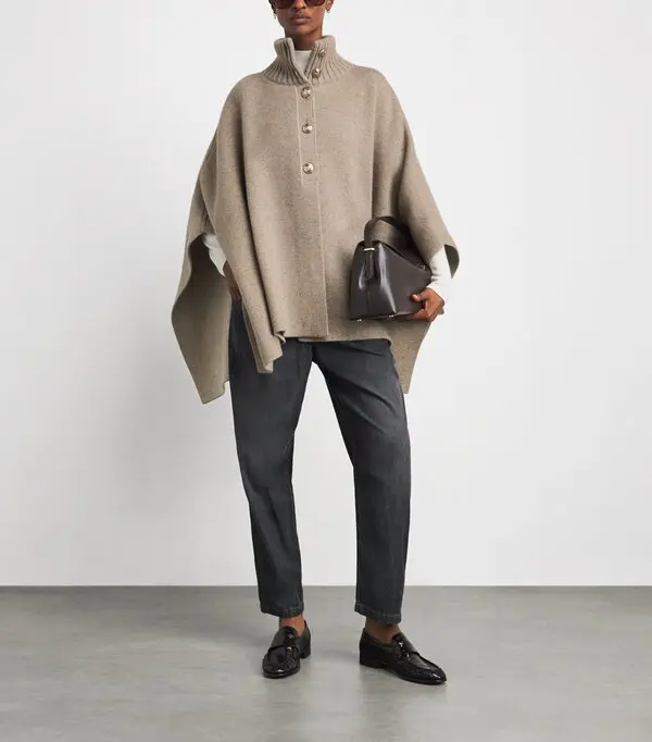 BARRIE Cashmere-blend Button-up Cape