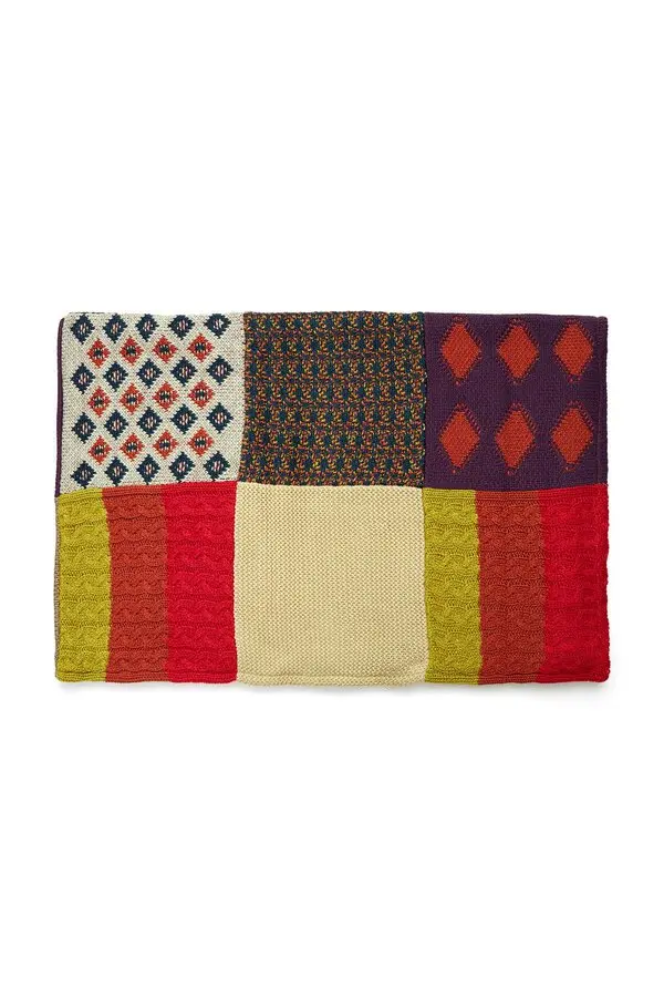 PERALUNA Patchwork Design Knitwear Tv Blanket With Liner - Brown