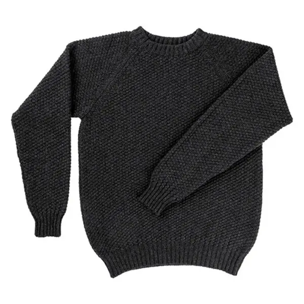 KINALBA Charcoal Moss Stitch Cashmere Crew Neck Sweater