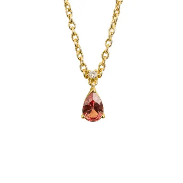 JUVETTI  Pisa Small Pendant Necklace In Padparadscha Sapphire & Diamond Set In Gold - Gold/yellow