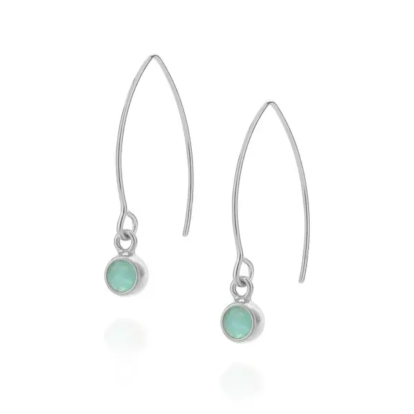NELLOU JEWELLERY Amazonite Gem Dot Arc Earrings - Silver