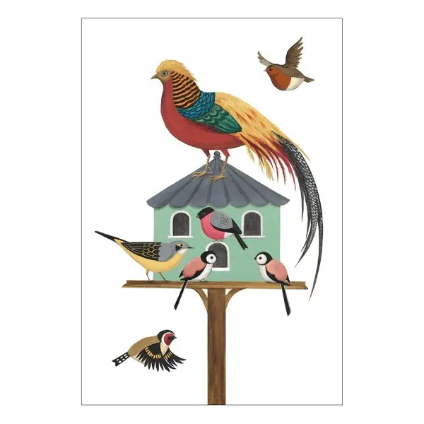 DOG & DOME Dawdling On The Dovecote Tea Towel - Yellow