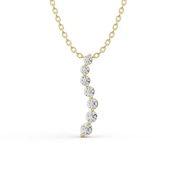 SEREIA OFFICIAL 14k Gold 0.5 Ct Necklace Lab Grown Diamond Journey Pendant Yellow Gold - Silver