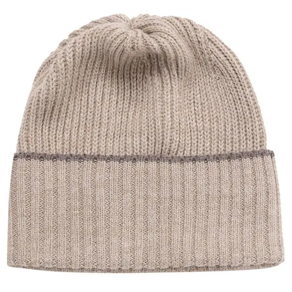 PERALUNA Sorrel Ribbed Knit Beanie In Milky - Brown