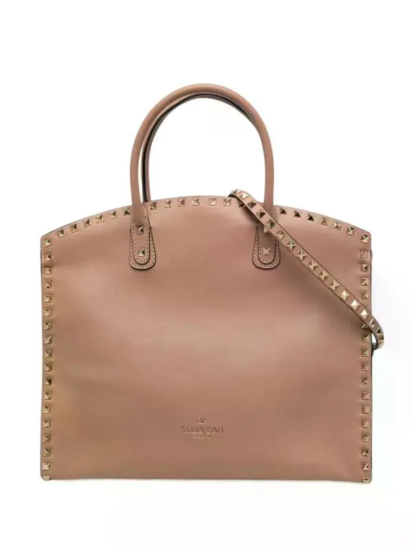 Valentino Garavani 2000-2017 Leather Rockstud Dome Shopper Satchel