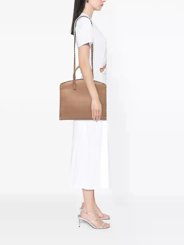 Valentino Garavani 2000-2017 Leather Rockstud Dome Shopper Satchel