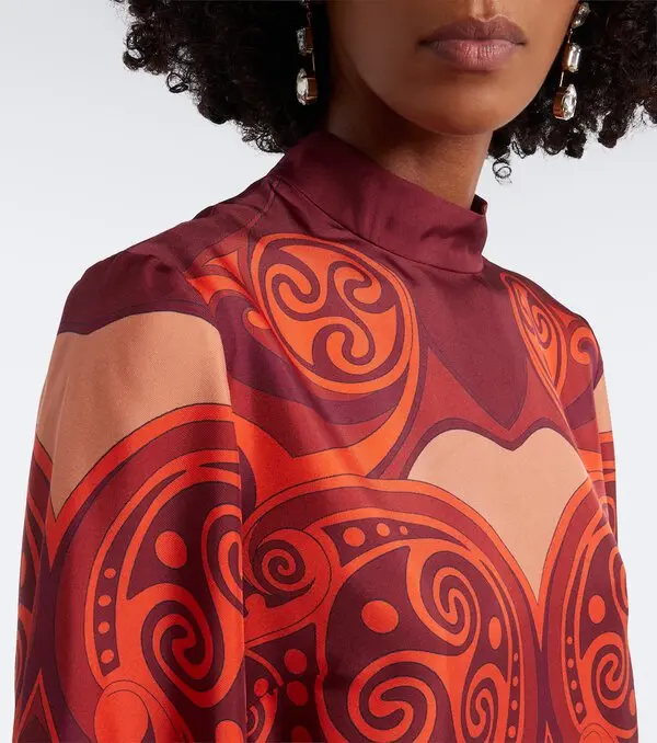 La DoubleJ Make An Exit Printed Silk Twill Top