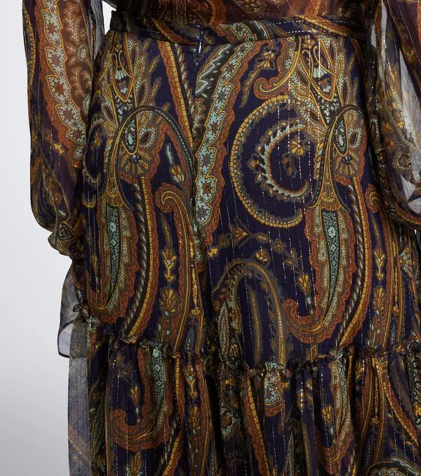 Etro Paisley Tiered Silk-blend Chiffon Maxi Skirt