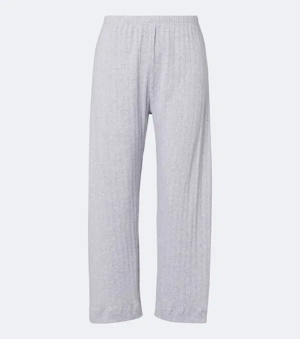 LESET Pointelle Cropped Cotton Wide-leg Pants