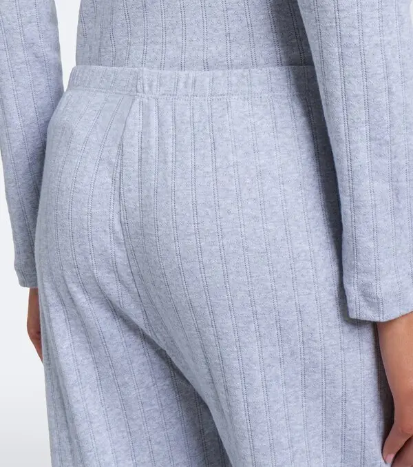 LESET Pointelle Cropped Cotton Wide-leg Pants