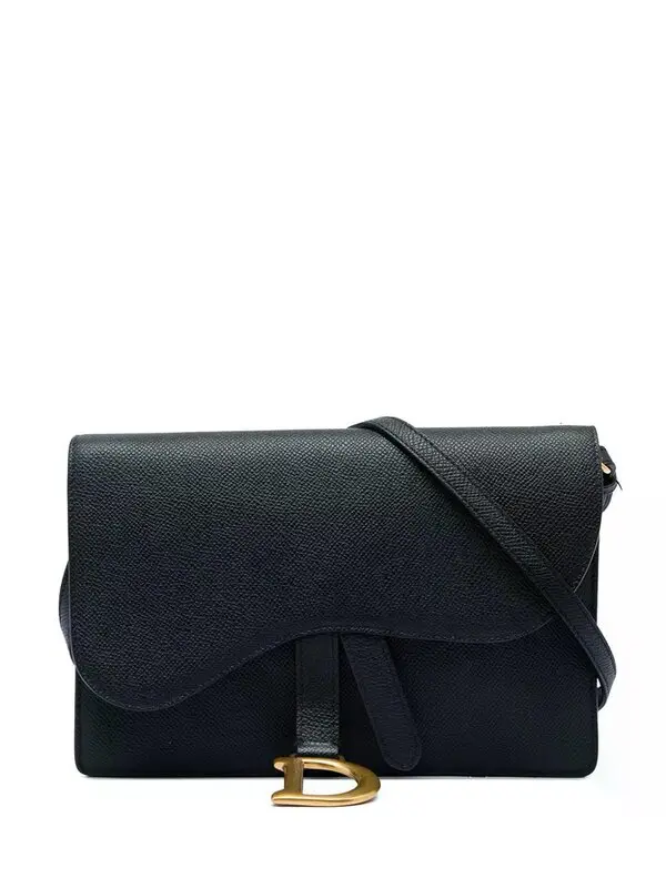 Dior 2020 Grained Calfskin Saddle Pouch Crossbody Bag - Black