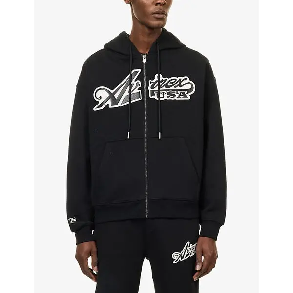AVIREX Script Brand-embroidered Cotton Hoodie