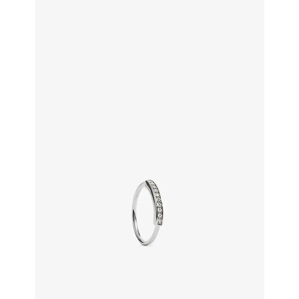 Monica Vinader Mv Linear™ Pavé 925 Sterling And Lab Grown Diamond Stacking Ring