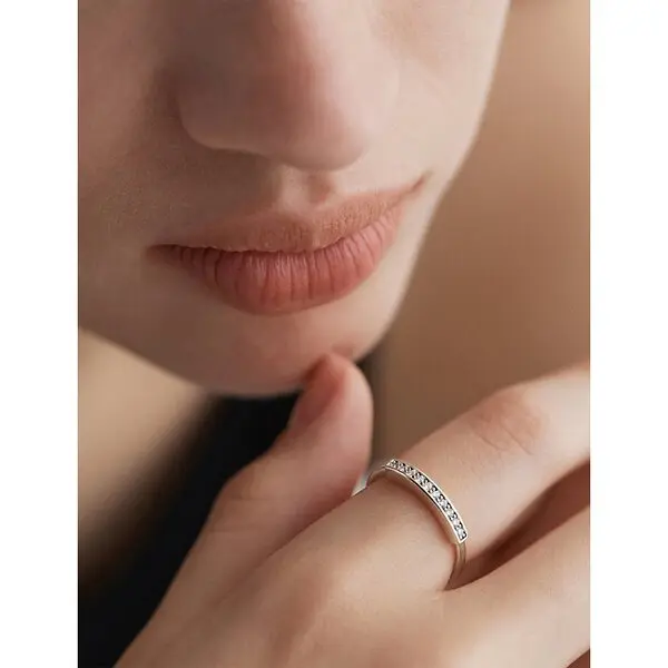Monica Vinader Mv Linear™ Pavé 925 Sterling And Lab Grown Diamond Stacking Ring