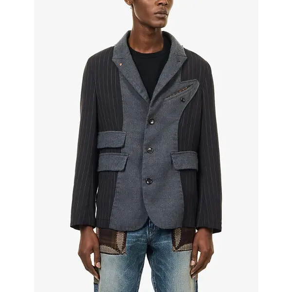 KHOKI Contrast-panel Tailored Wool Jacket
