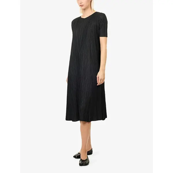 Issey Miyake April Pleated Woven Midi Dress - Black