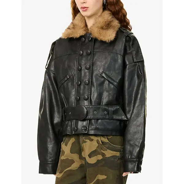 JADED LONDON Sydney Belted Faux Leather Jacket