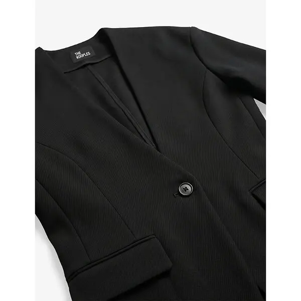 The Kooples Collarless Hourglass-fit Stretch Wool-blend Blazer
