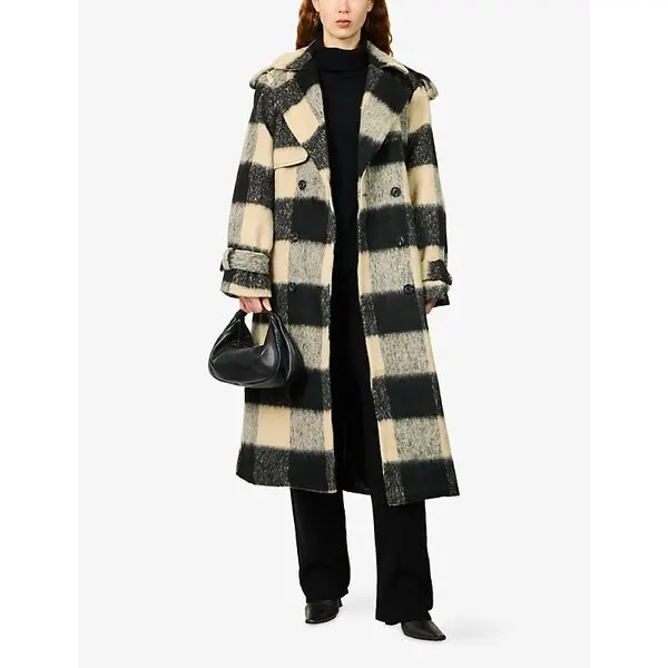 4TH & RECKLESS Carey Check Long Woven Coat