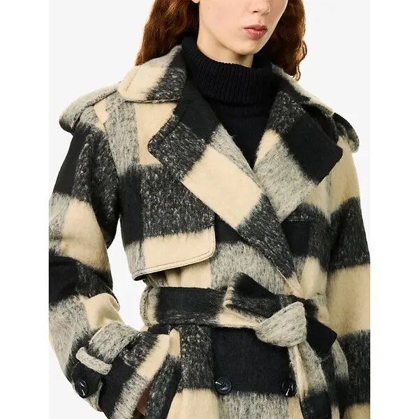 4TH & RECKLESS Carey Check Long Woven Coat