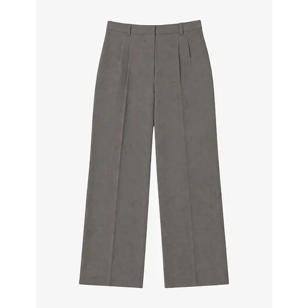 The Kooples Wide Mid-rise Wool-blend Trousers