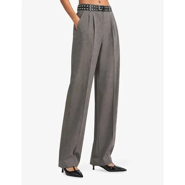 The Kooples Wide Mid-rise Wool-blend Trousers